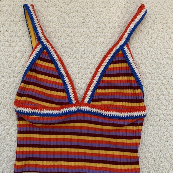 Zara | Tops | Zara Striped Tank Top With Crochet Straps | Poshmark
